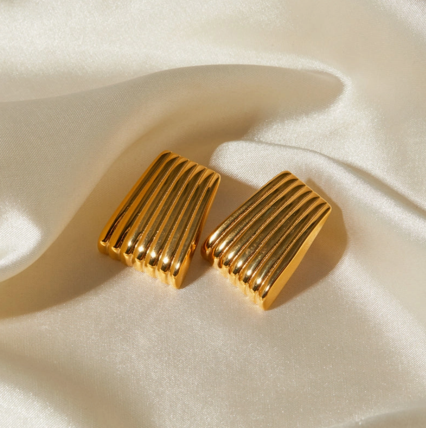Stainless Steel Striated Ladder Hoop Earrings | Love Cottage